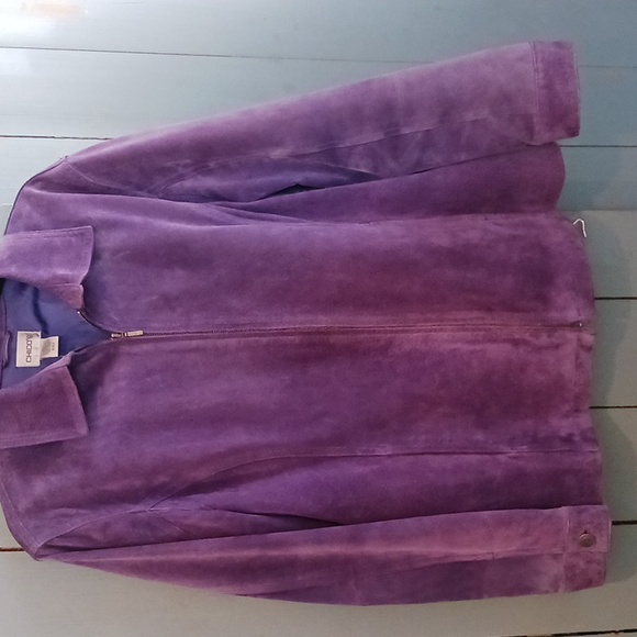 Chico's | Jackets & Coats | Chicos Suede Leather Purple Jacket Gorgeous Color Zip Front Closure ...
